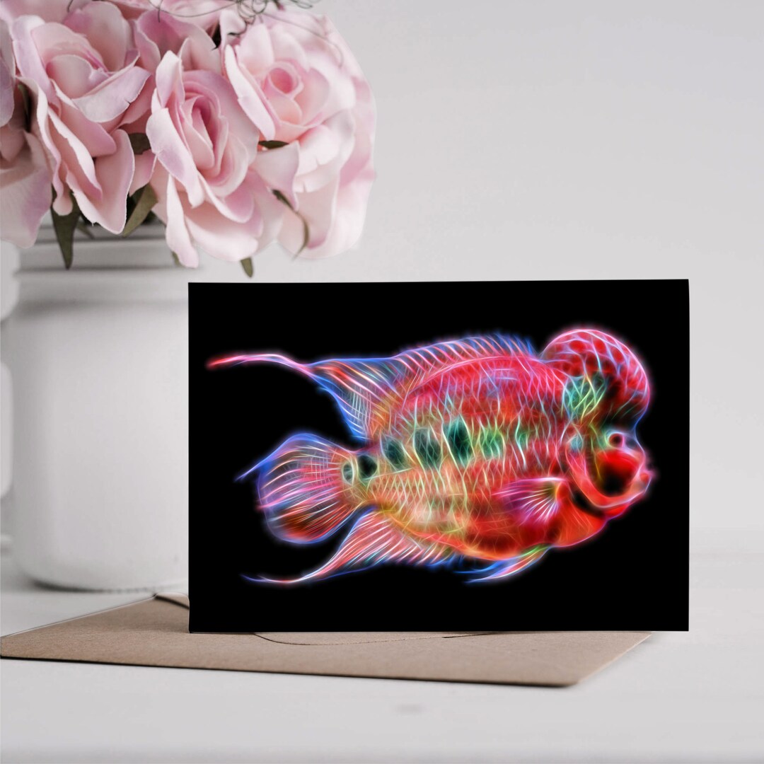 Flowerhorn Greeting Card With Stunning Fractal Art Design. Blank Inside ...