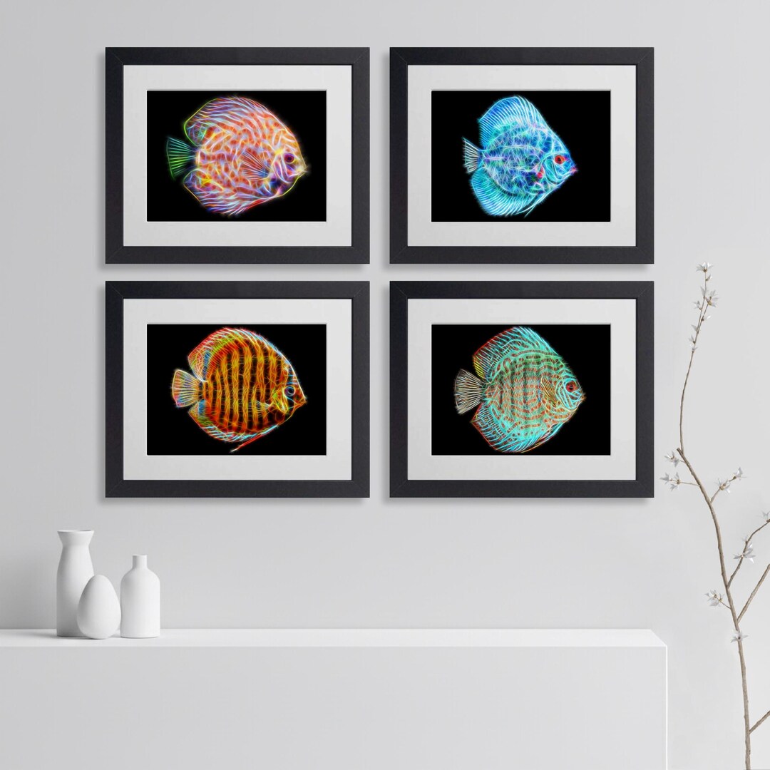Discus Fish Print With Fractal Art Design. - Etsy