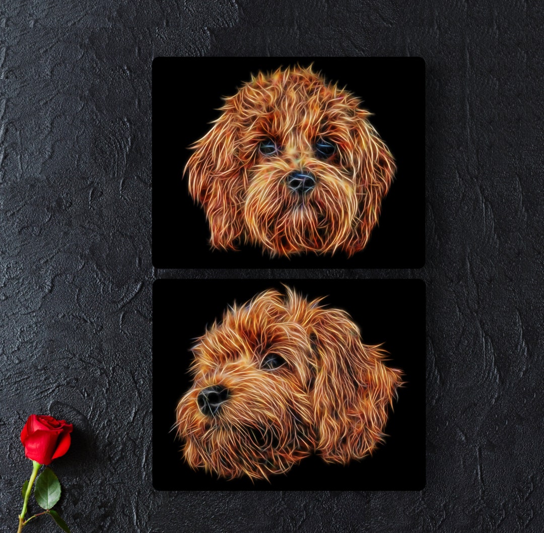 Red Cavapoo Metal Wall Plaque With Stunning Fractal Art Design, Perfect ...