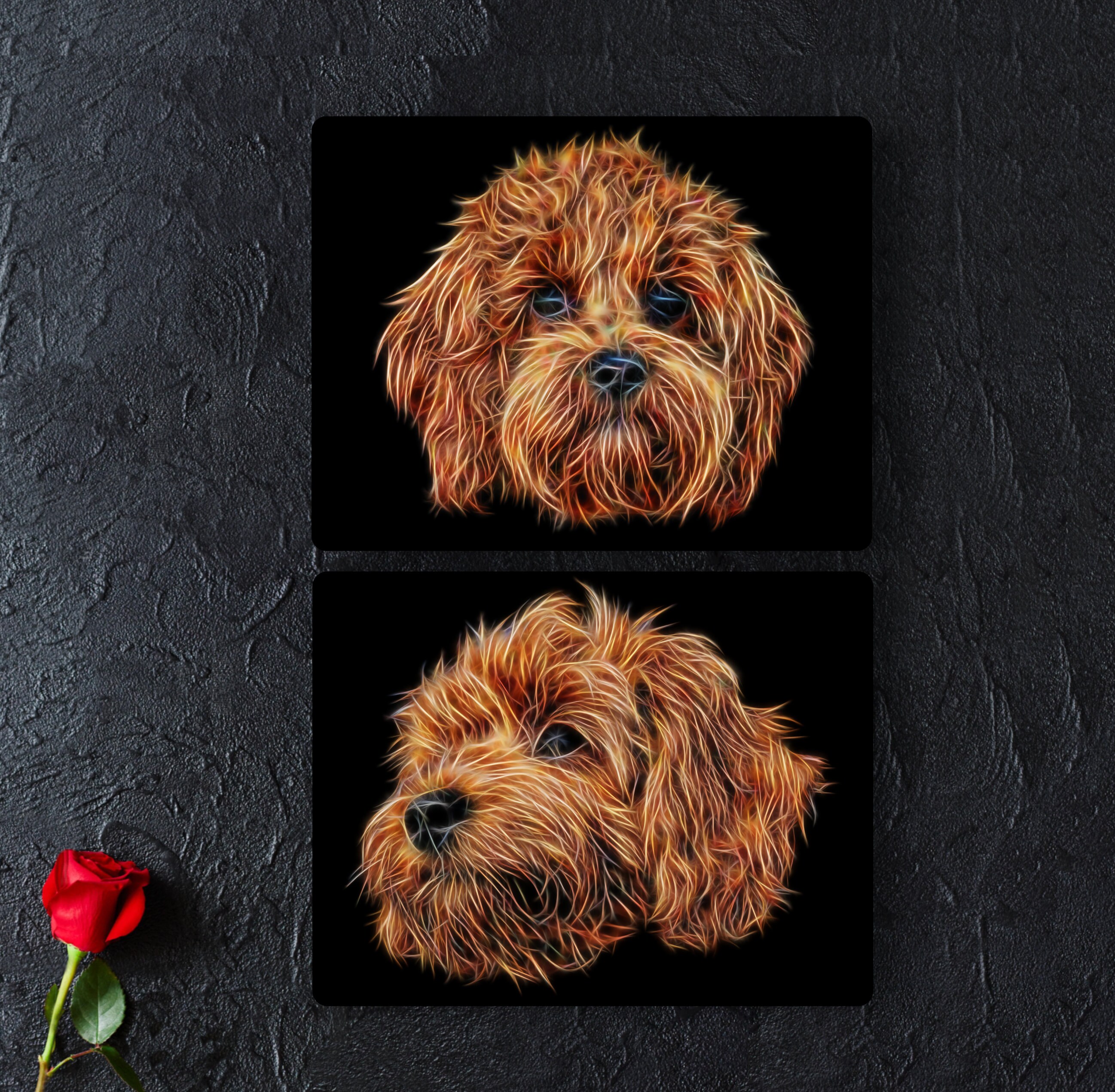 Red Cavapoo Metal Wall Plaque With Fractal Art Design, Cavapoo Owner Gift. - Etsy