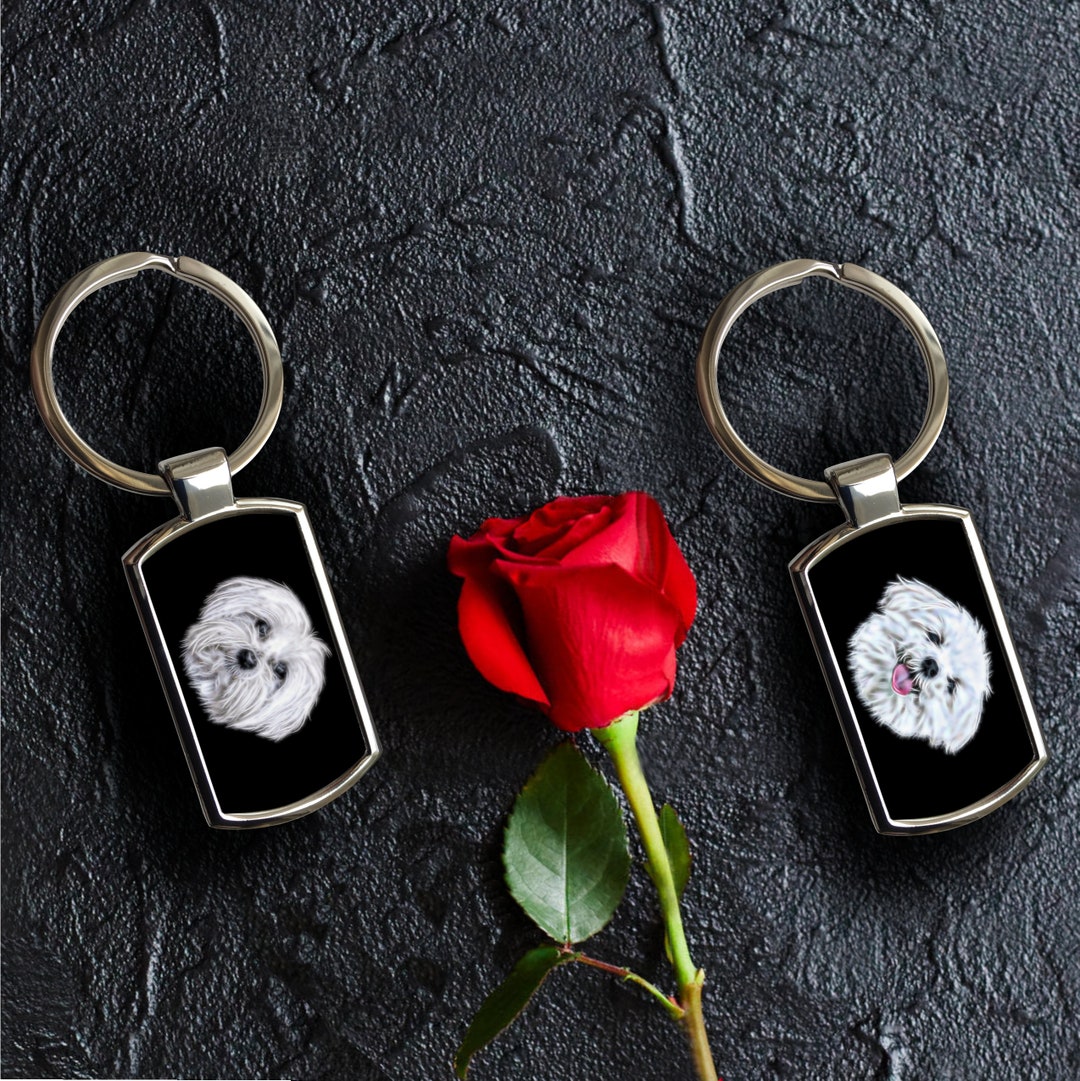 Maltese Dog Keychain With Stunning Fractal Art Design - Etsy