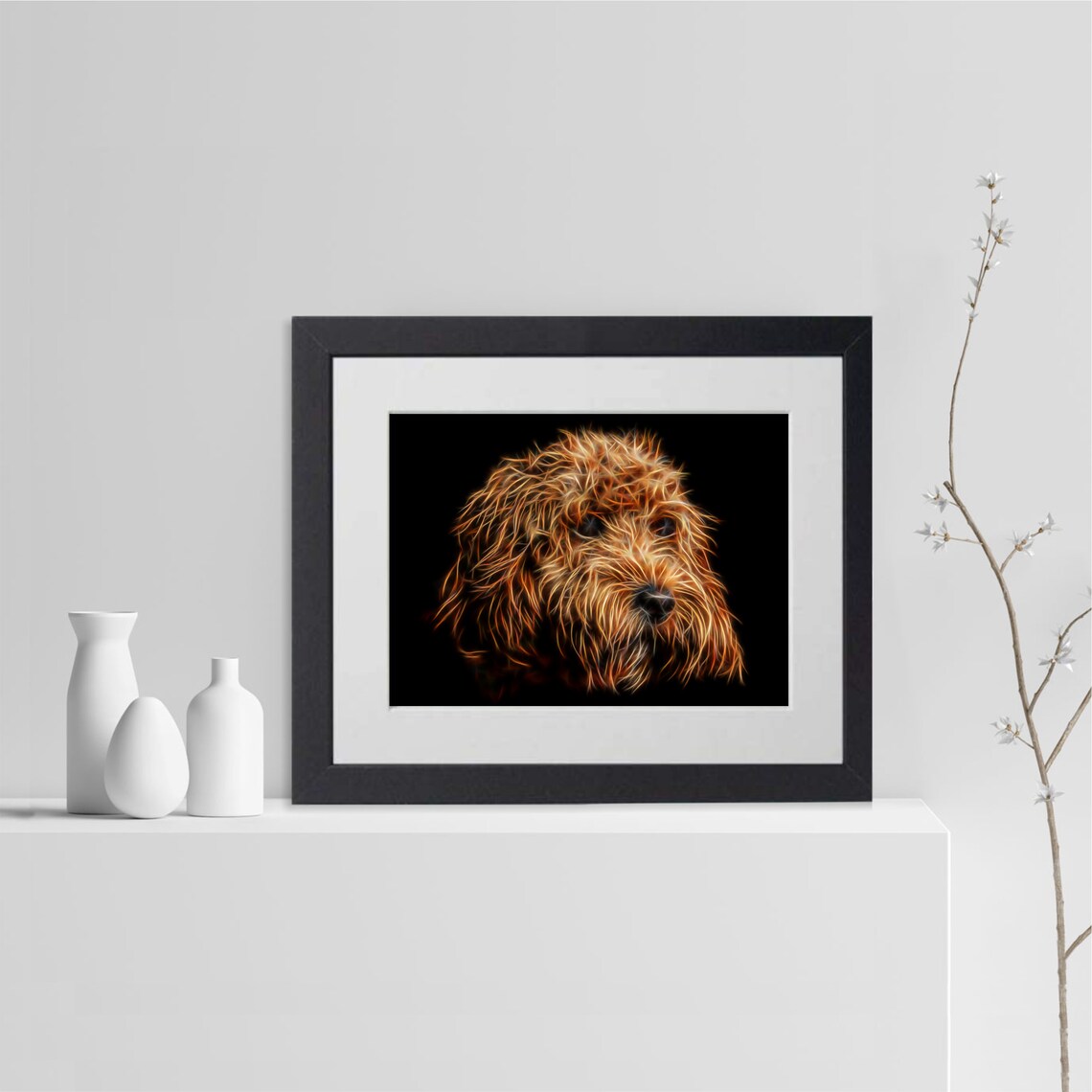 Red Cockapoo Print With Stunning Fractal Art Design. Various - Etsy UK