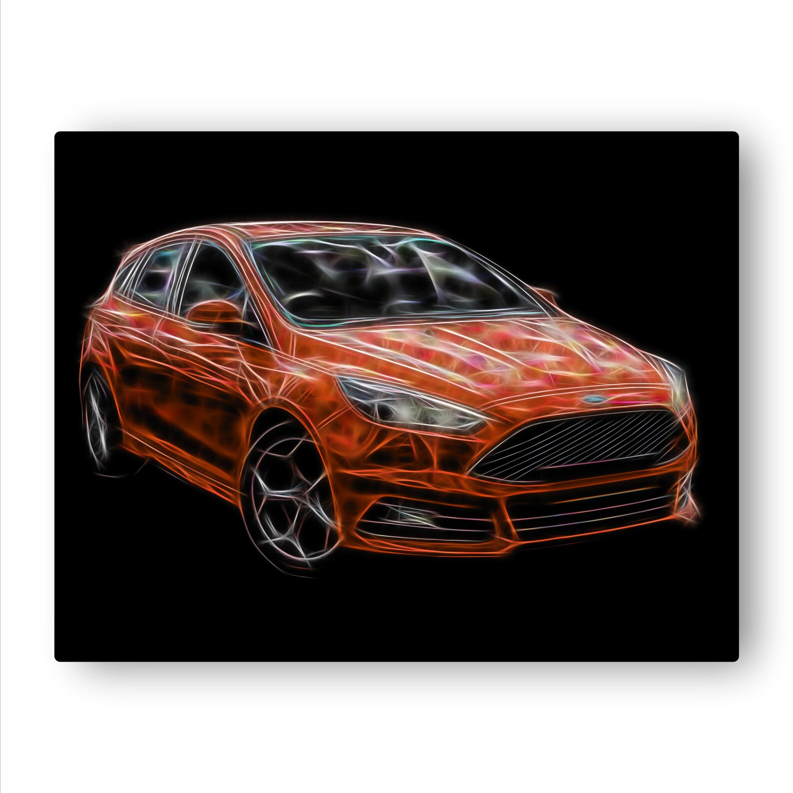 Ford Focus ST MK 3 Aluminium Metal Wall Plaque With Stunning Fractal ...