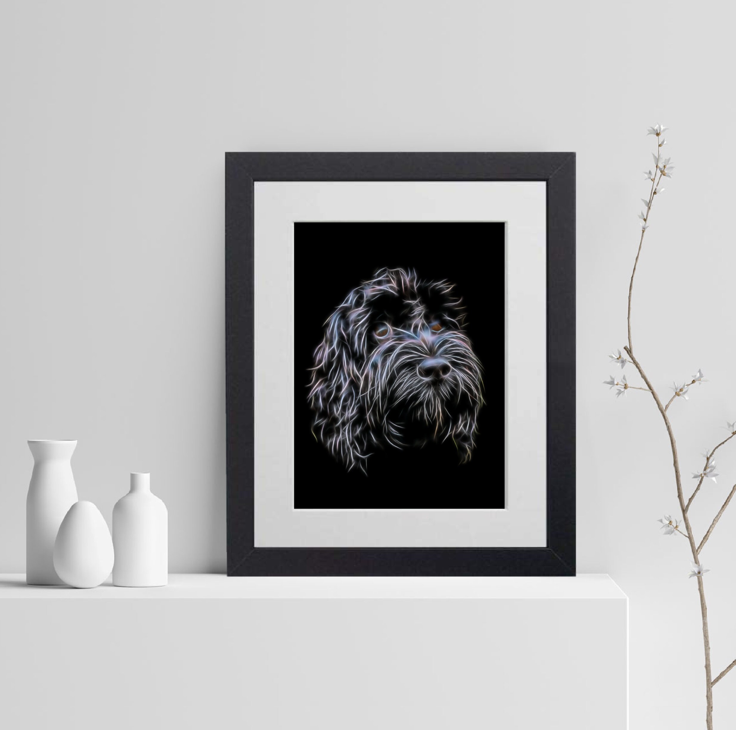 Black Cockapoo Print with Stunning Fractal Art Design. Various | Etsy