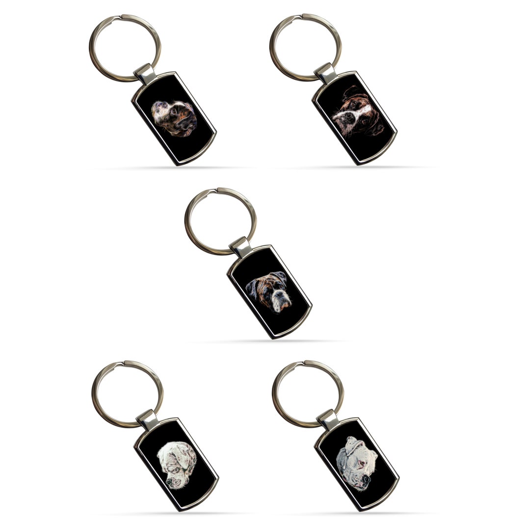 Boxer Dog Keychain / Keyring / Bagtag With Stunning Fractal Art Design ...