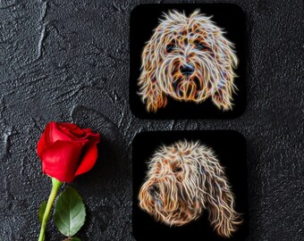 Black Cockapoo Coasters Set of 2 With Stunning Fractal Art - Etsy UK