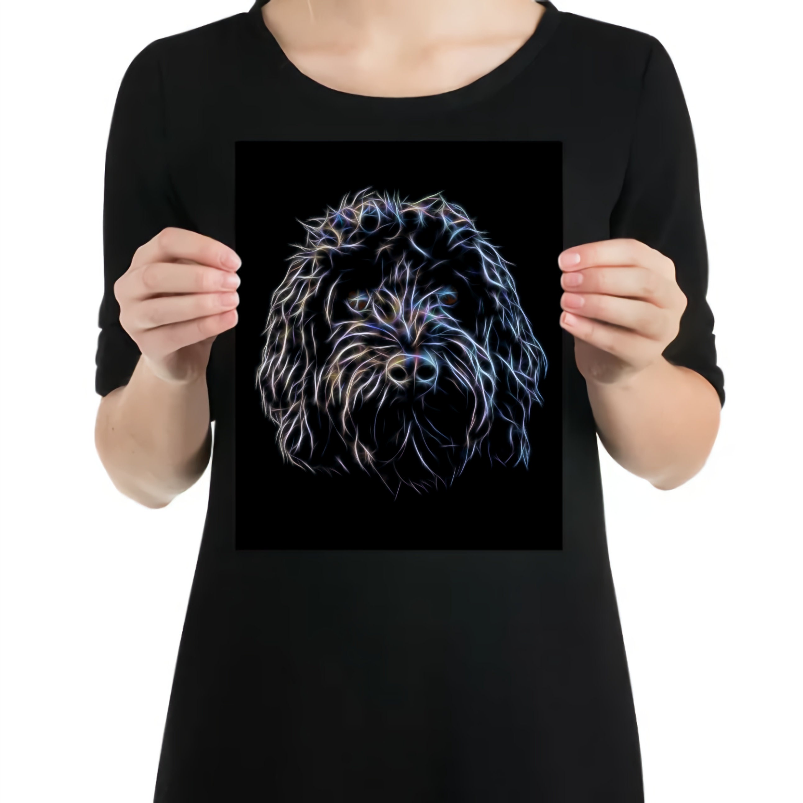 Black Cockapoo Metal Wall Plaque With Stunning Fractal Art | Etsy