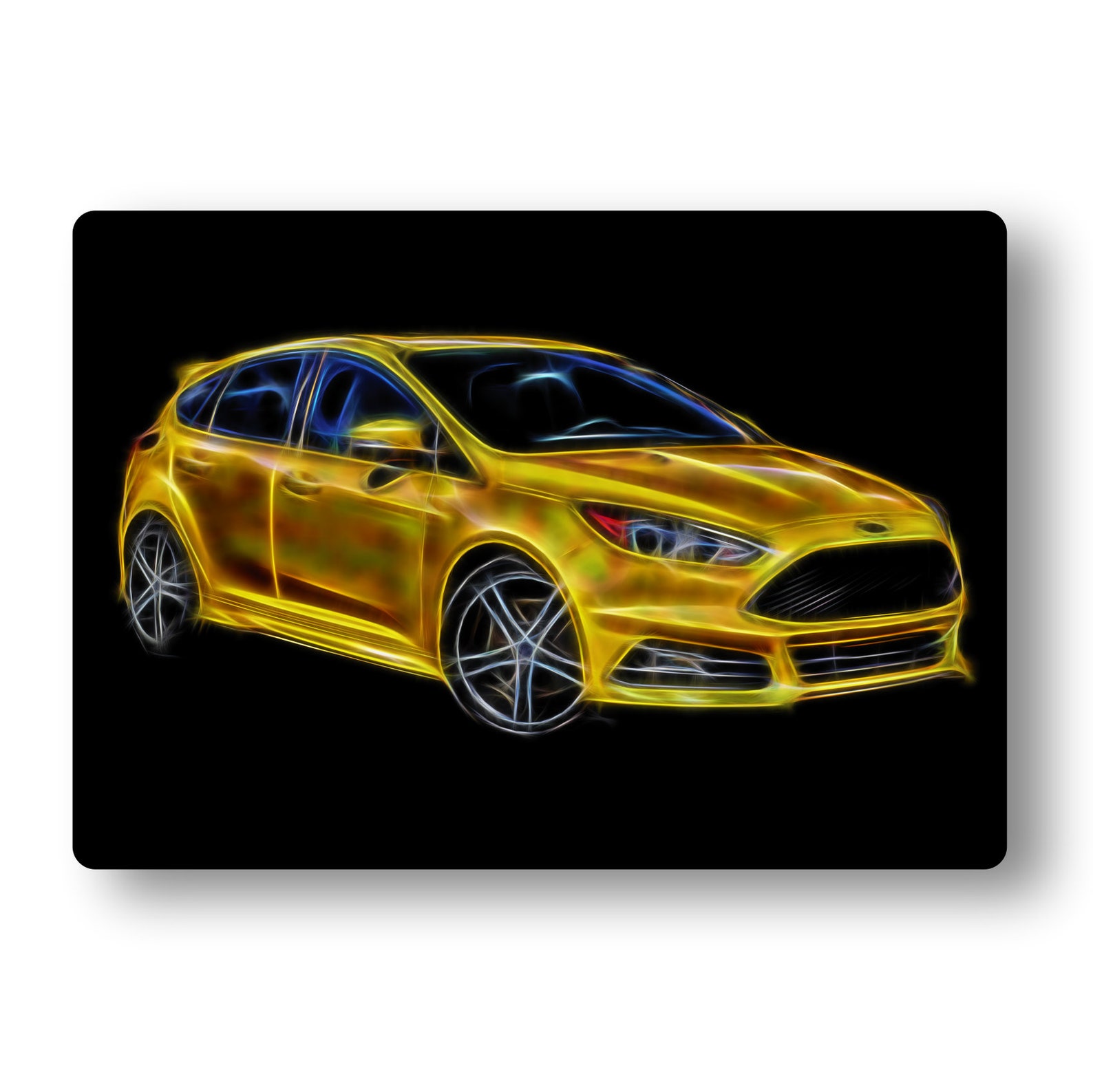 Ford Focus ST MK 3 Aluminium Metal Wall Plaque With Stunning Fractal ...