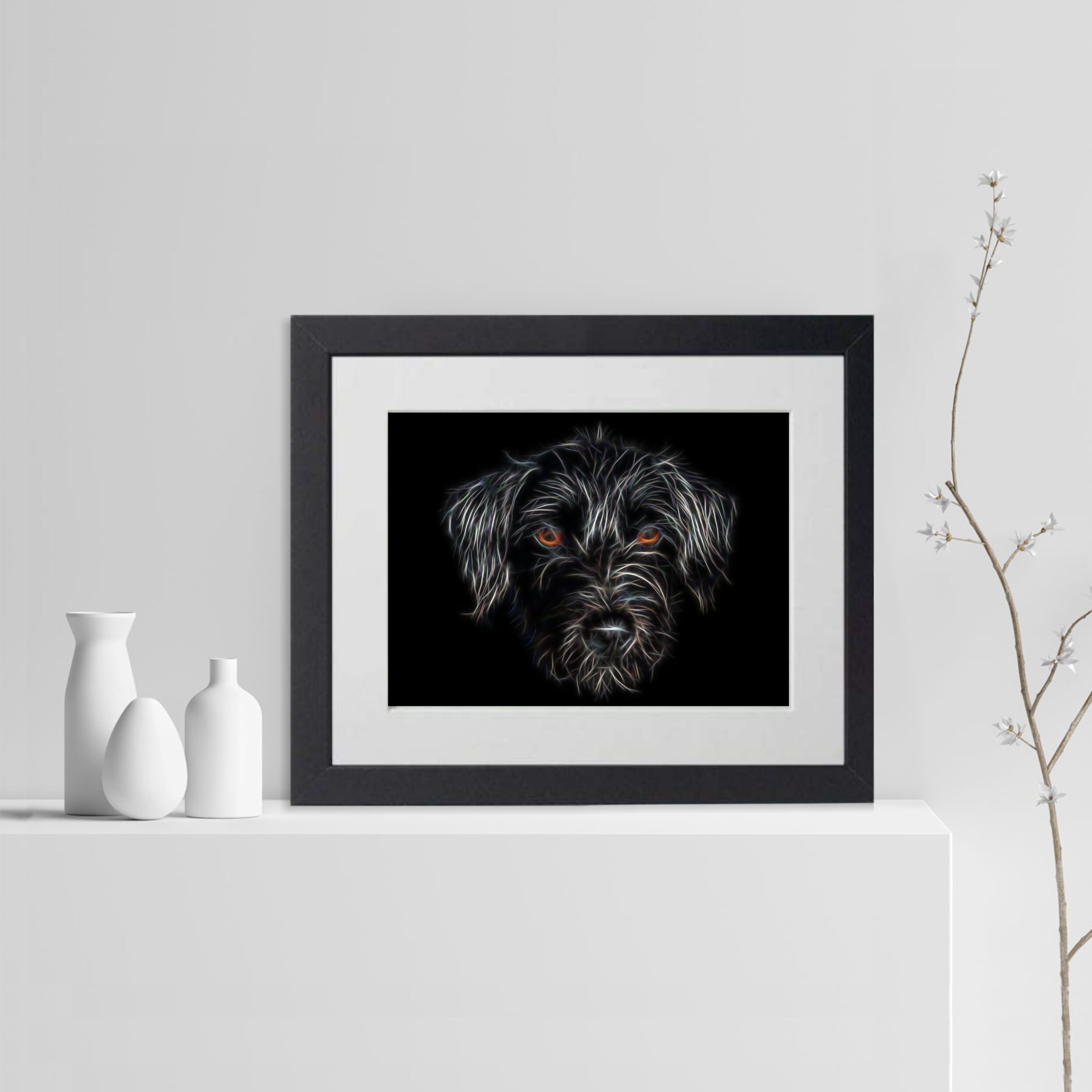 Black Jackapoo Print with Stunning Fractal Art Design. Various - Etsy 日本