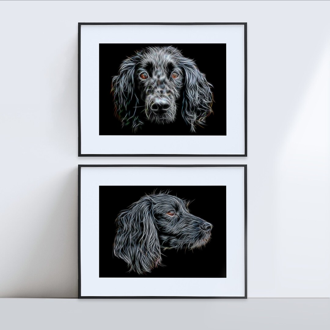 Black Working Cocker Spaniel Print With Stunning Fractal Art Design ...