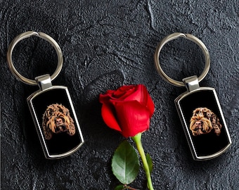 Black Cockapoo Keyring With Stunning Fractal Art Design | Etsy UK