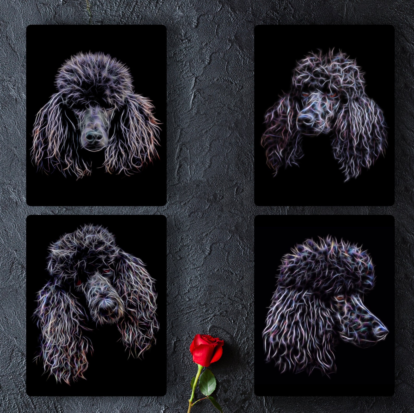 Black Standard Poodle Metal Wall Plaque With Stunning Fractal Art ...