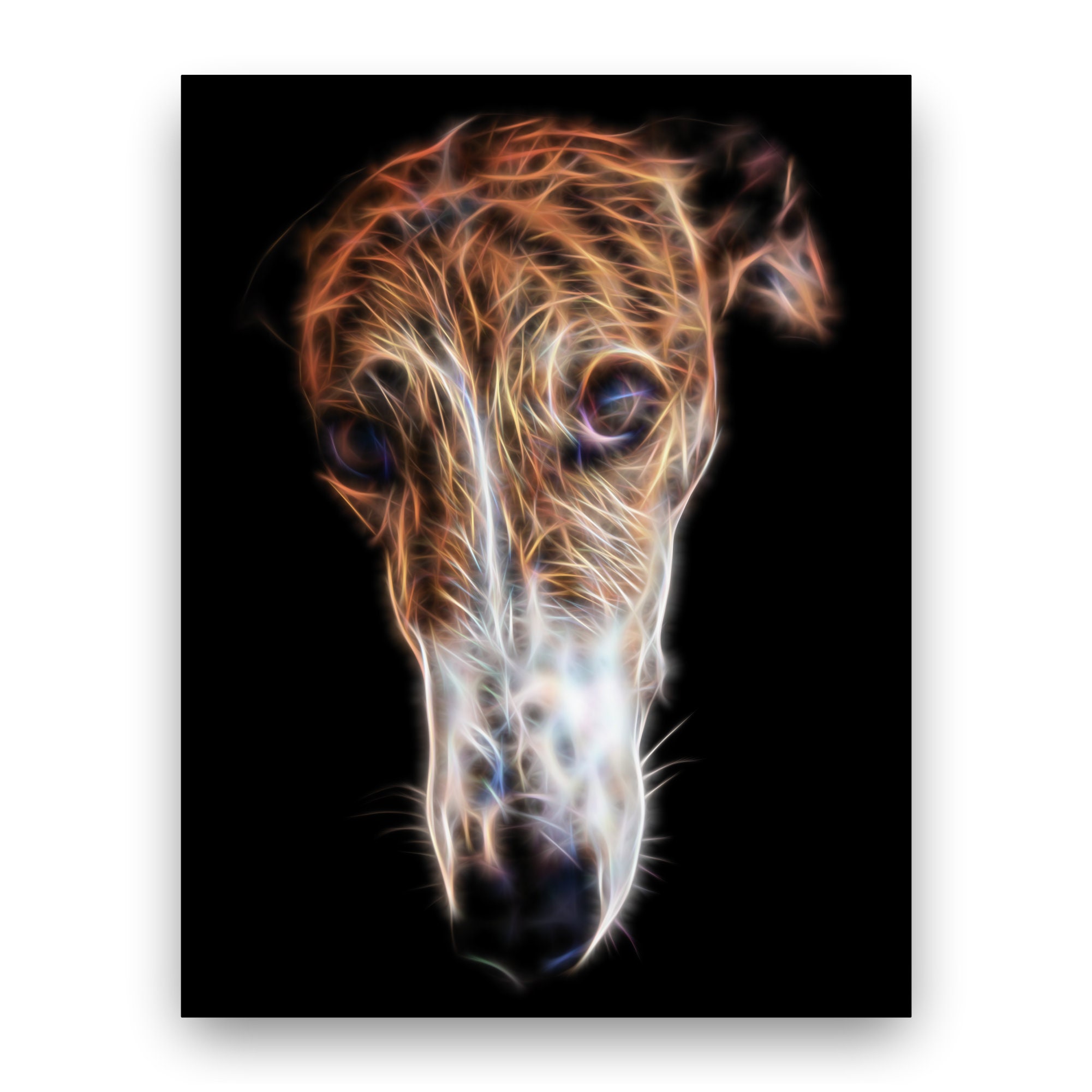 Brindle and White Greyhound Print with Stunning Fractal Art | Etsy