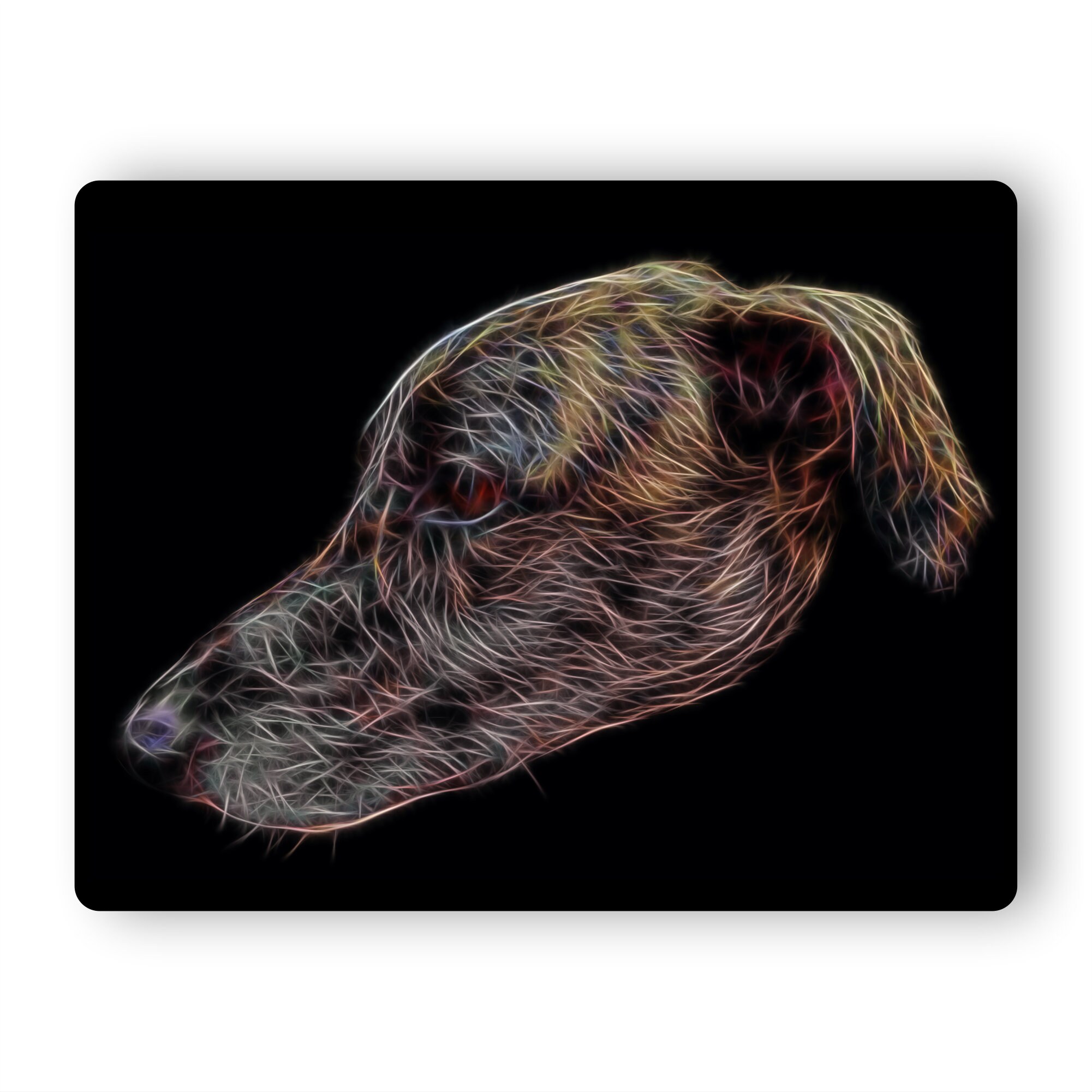 Brindle Lurcher Aluminium Metal Wall Plaque With Fractal Art Design ...