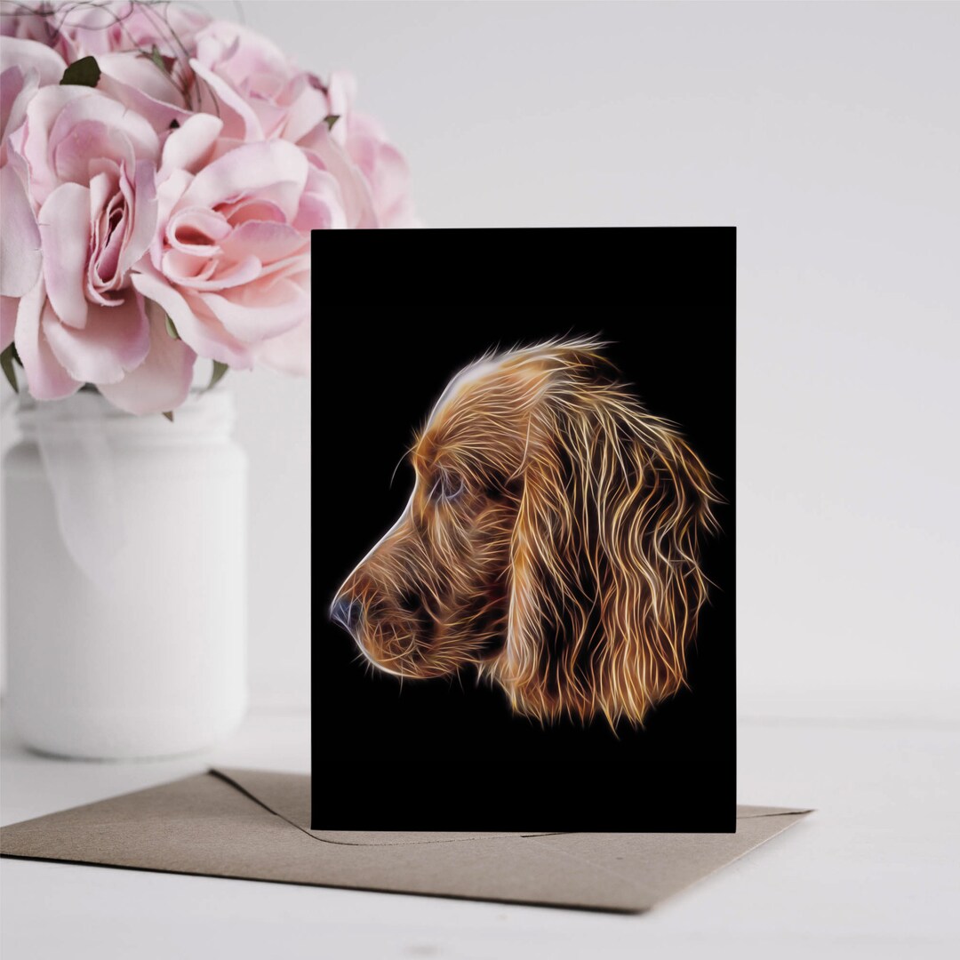 Red Working Cocker Spaniel Greeting Card With Stunning Fractal Art ...