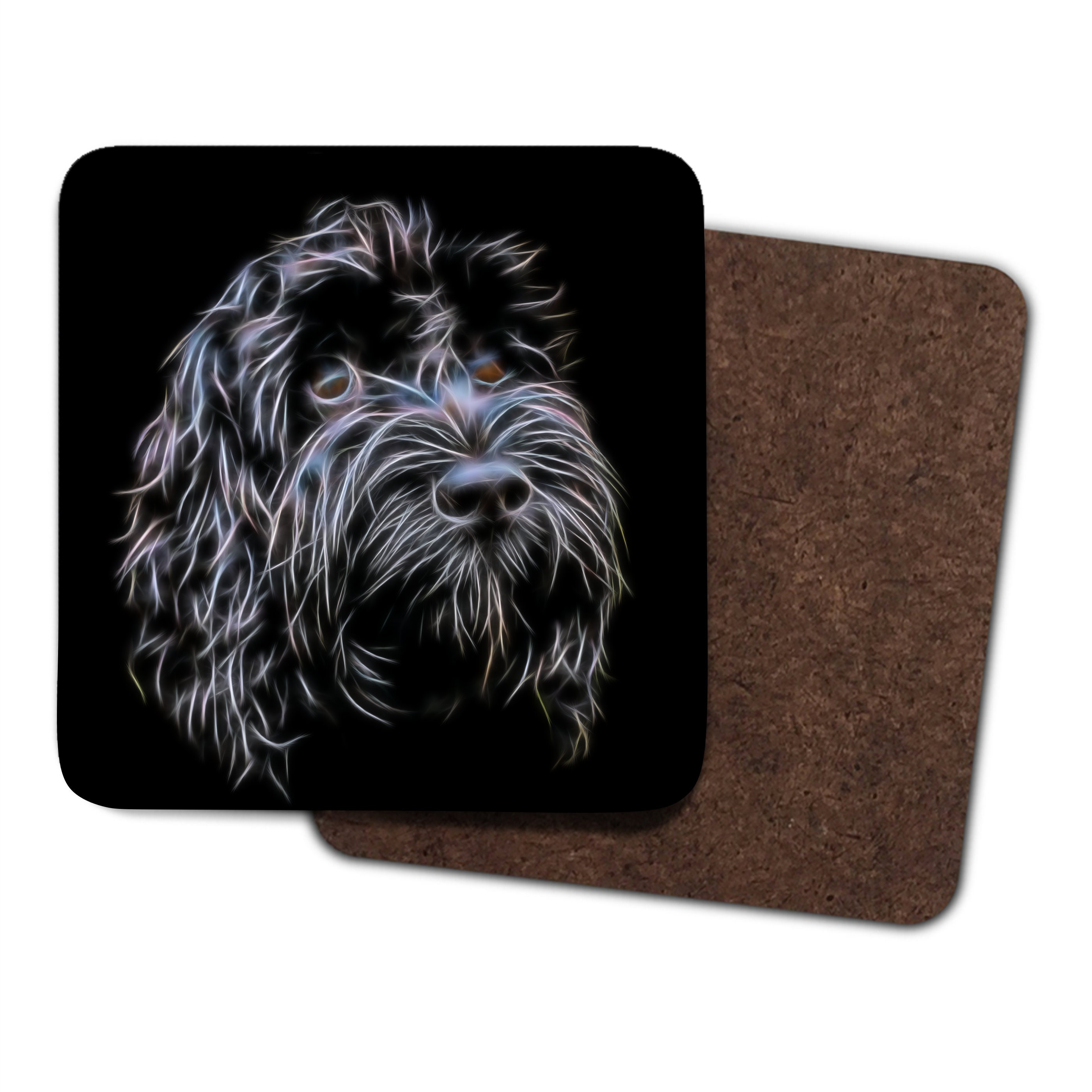 Black Cockapoo Coasters Set of 2 With Stunning Fractal Art - Etsy UK