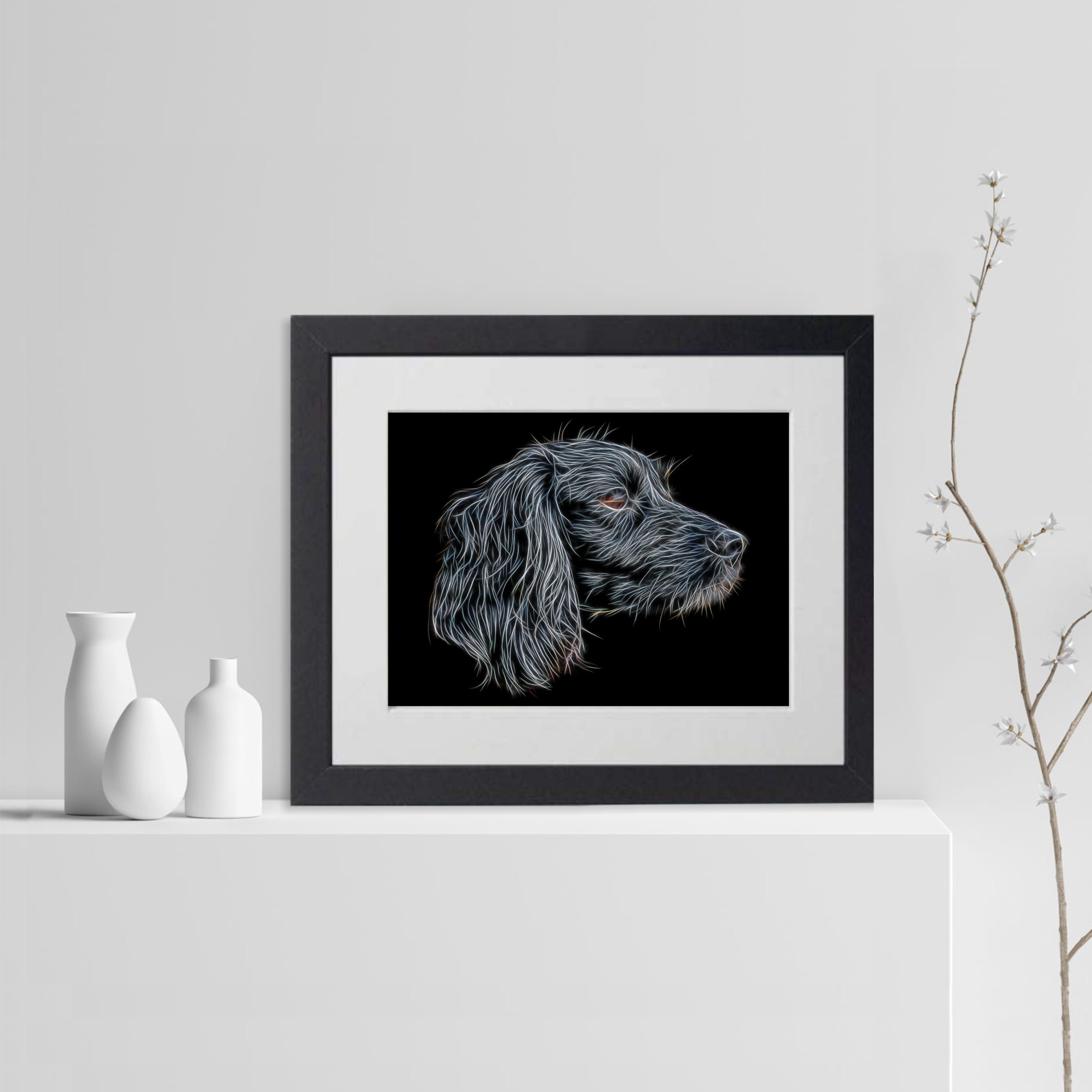 Black Working Cocker Spaniel Print With Stunning Fractal Art | Etsy UK