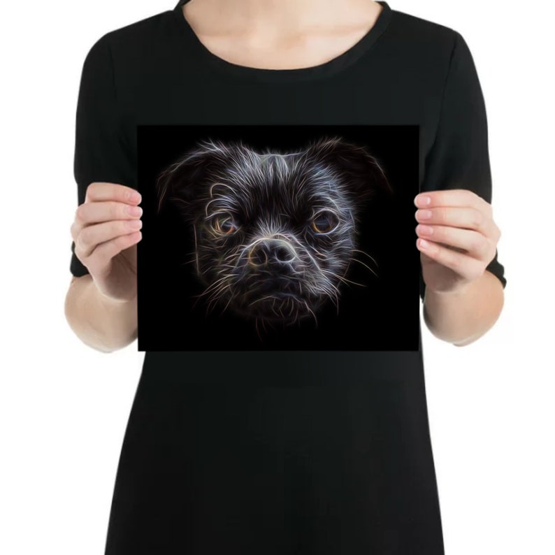 Black Chug Dog Metal Wall Plaque With Fractal Art Design. - Etsy