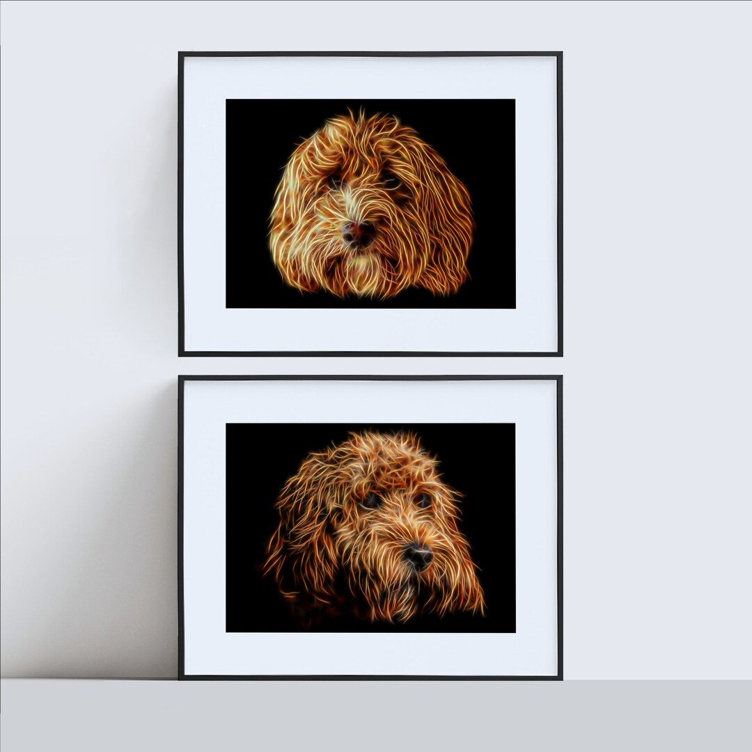Red Cockapoo Print With Stunning Fractal Art Design. Various Sizes ...
