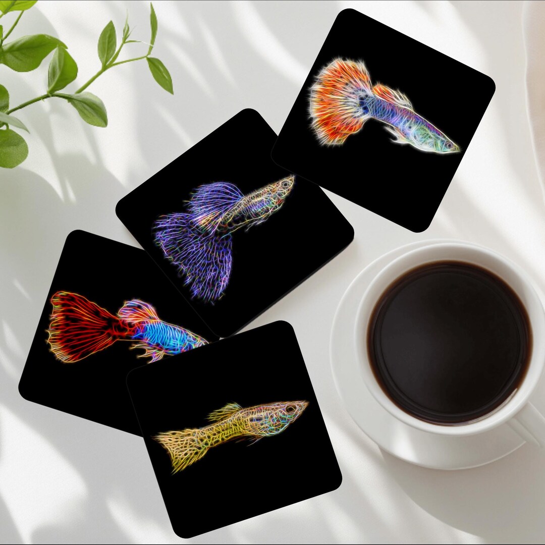 Guppy Fish Coasters With Stunning Fractal Art Design. - Etsy