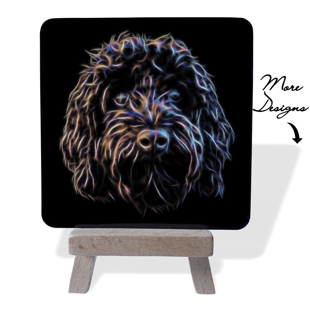 Cockapoo Metal Plaque and Mini Easel With Stunning Fractal Art Design ...