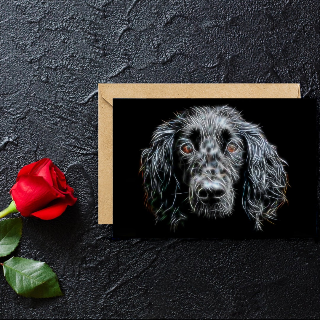 Black Working Cocker Spaniel Greeting Card With Stunning Fractal Art ...
