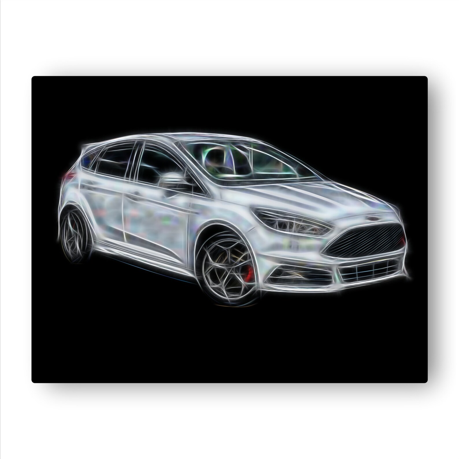 Ford Focus ST MK 3 Aluminium Metal Wall Plaque With Stunning Fractal ...