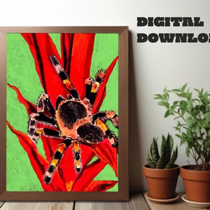 Original Art, Tarantula Hand Painted Mexican Flame Knee Taraula ...