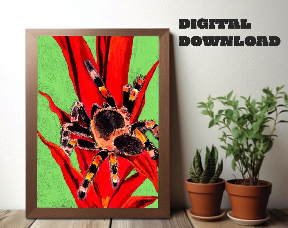 Original Art, Tarantula Hand Painted Mexican Flame Knee Taraula ...