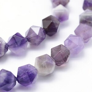 8mm Natural Amethyst Beads Strands, Star Cut Round Beads, Faceted ...
