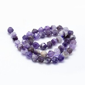 8mm Natural Amethyst Beads Strands, Star Cut Round Beads, Faceted ...