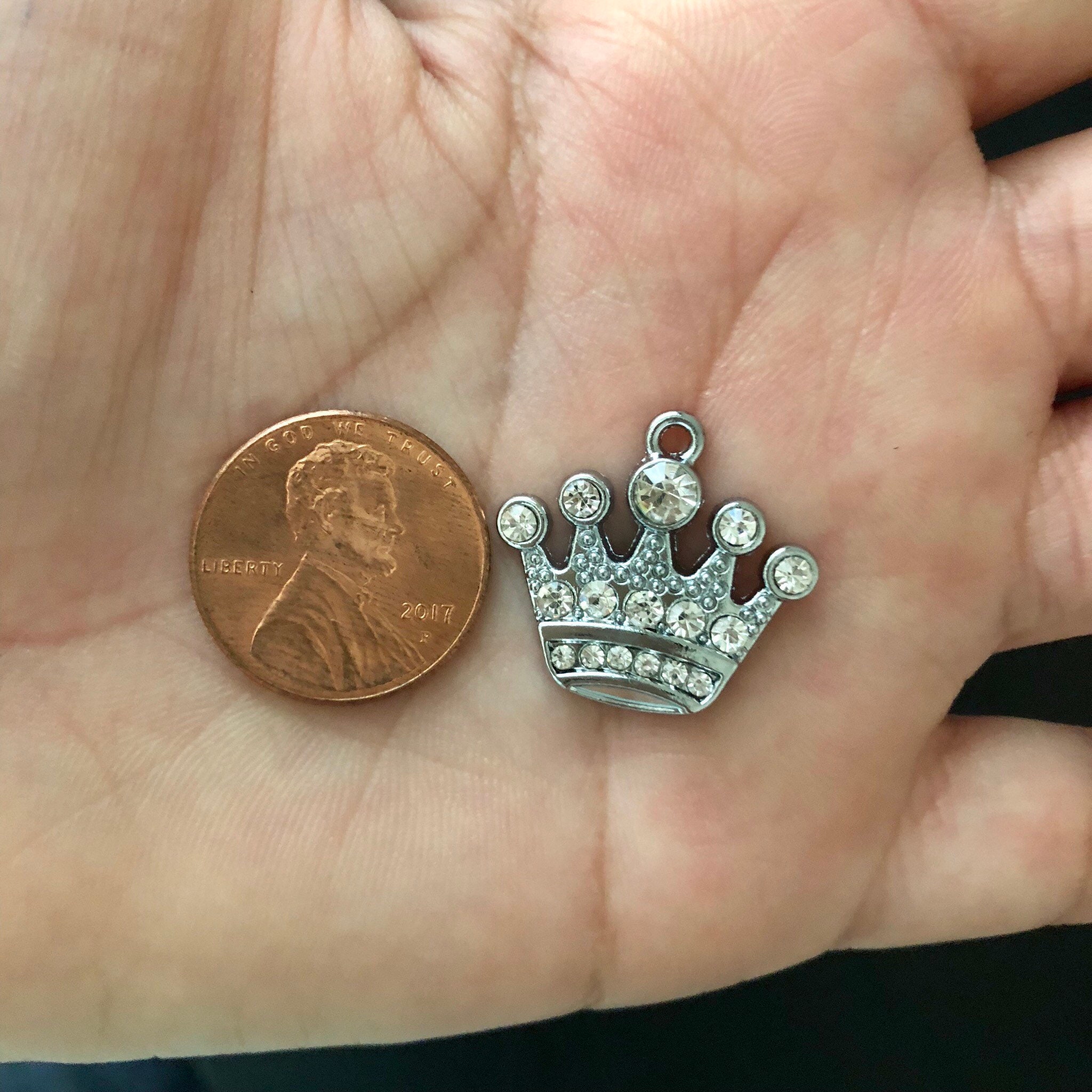 2 Pcs Silver Crown Charm Rhinestone Crown Charm Crown - Etsy