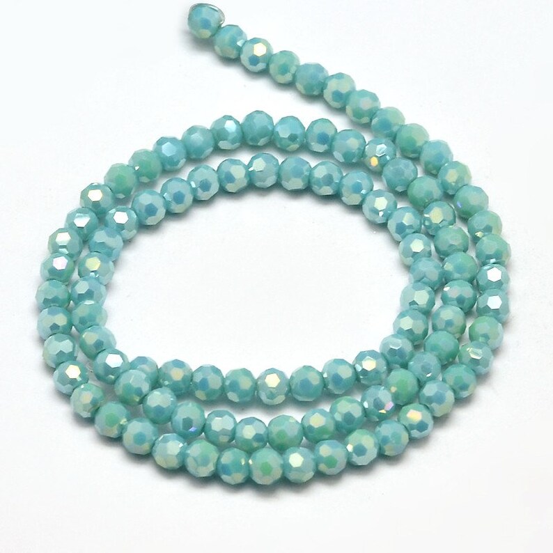 4 Mm Round Faceted Turquoise Glass Beads Turquoise Rondelles - Etsy