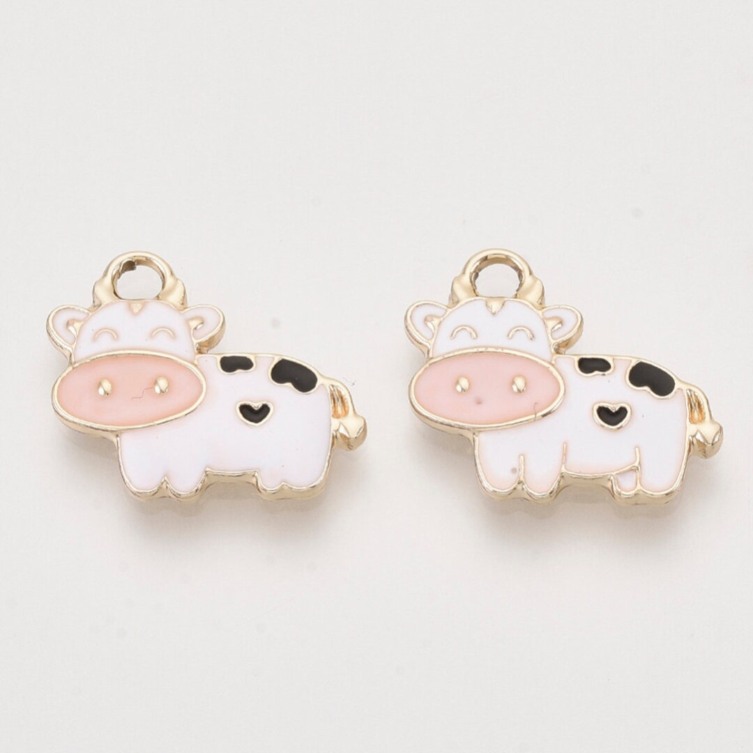 5 Pcs - Cow Charms, Alloy Enamel Pendants, Cute Enamel Charm, Fam ...