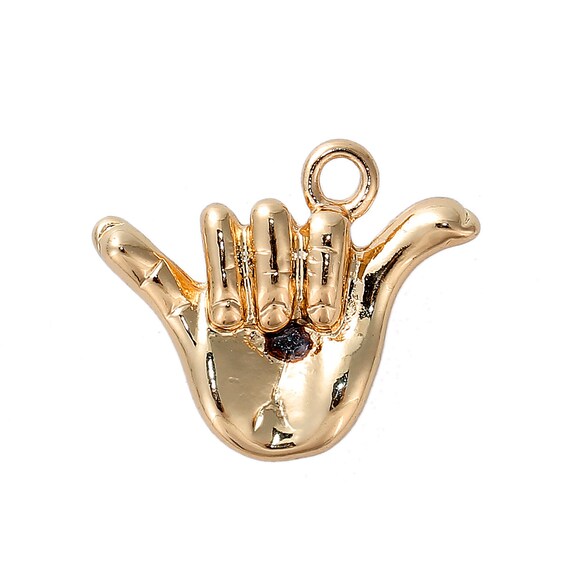 Shaka Hand Charm Hand Sign Charm Gold Hand Charm | Etsy