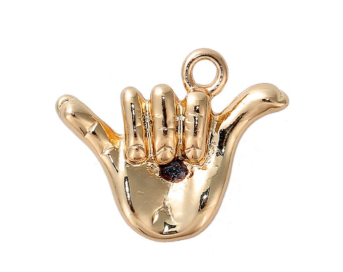 Shaka Hand Charm, Hand Sign Charm, Gold Hand Charm - Etsy