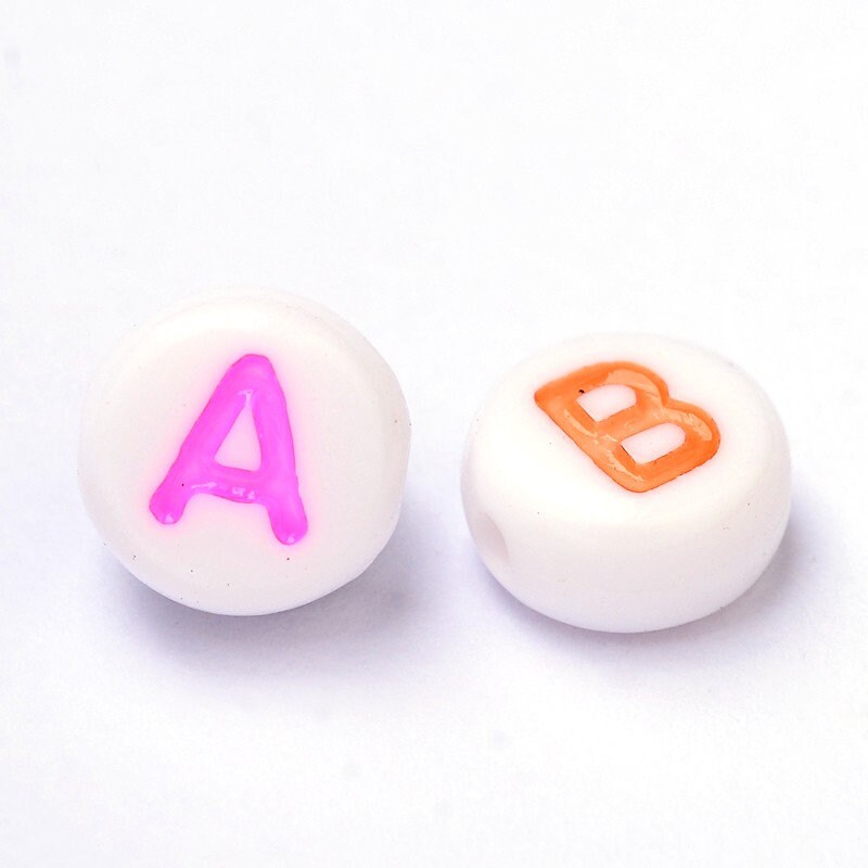 Alphabet Letter Beads Colorful Letter Beads 7mm Beads - Etsy