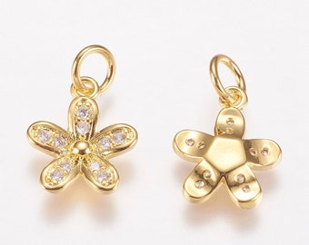 Gold Flower Charm | Etsy