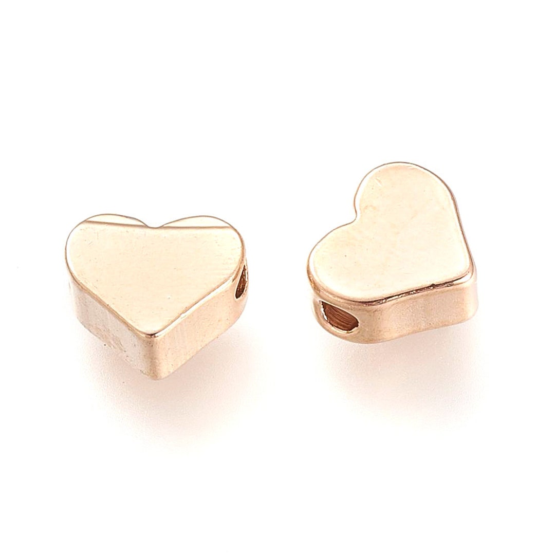 20 Pcs- 18K Gold Plated, Gold Heart Spacer Beads, Brass Spacer Beads ...