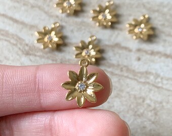 Gold Flower Charm | Etsy