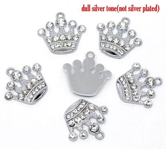 2 Pcs Silver Crown Charm Rhinestone Crown Charm Crown - Etsy