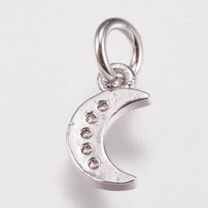 Tiny Charm, Silver Moon Brass Micro Pave Cubic Zirconia Charms - Etsy
