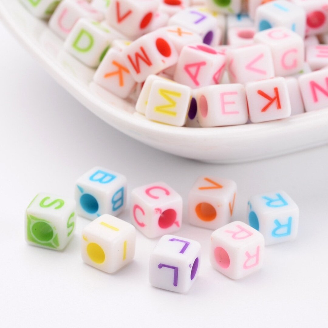 Alphabet Letter Beads, Colorful Letter Beads, 6.5mm Beads, Acrylic ...
