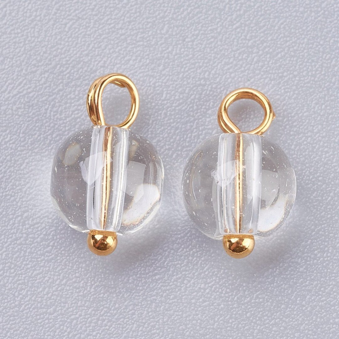 10 Pcs Transparent Clear Glass Charms, With Brass Findings, 6mm Round ...
