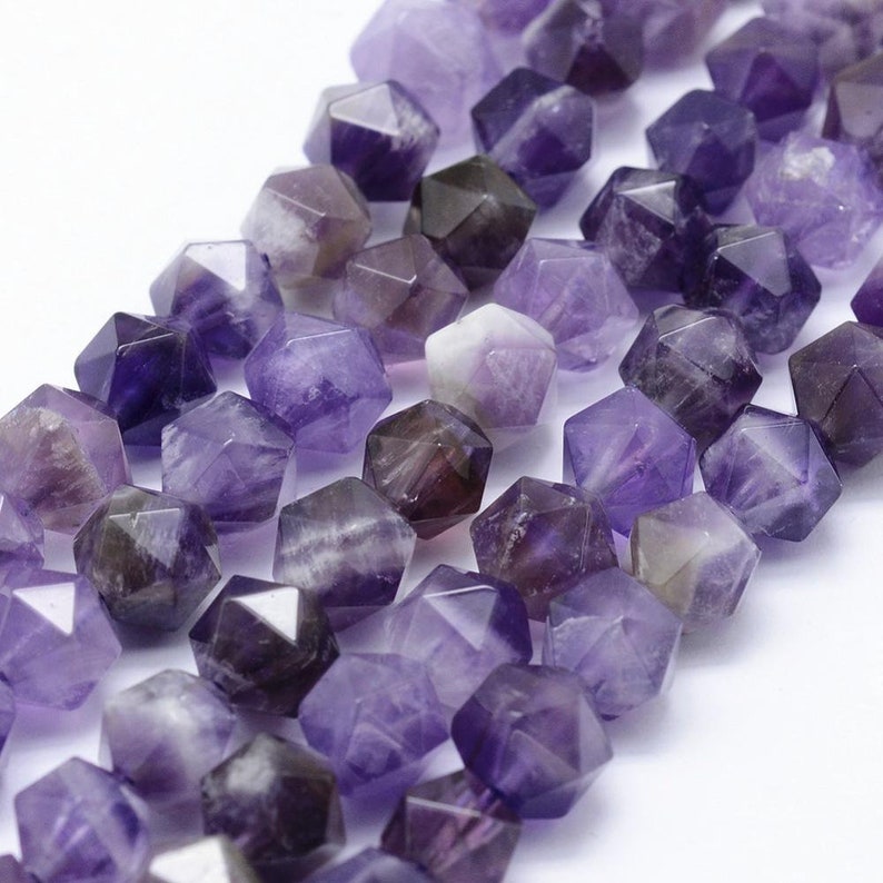 8mm Natural Amethyst Beads Strands Star Cut Round Beads - Etsy
