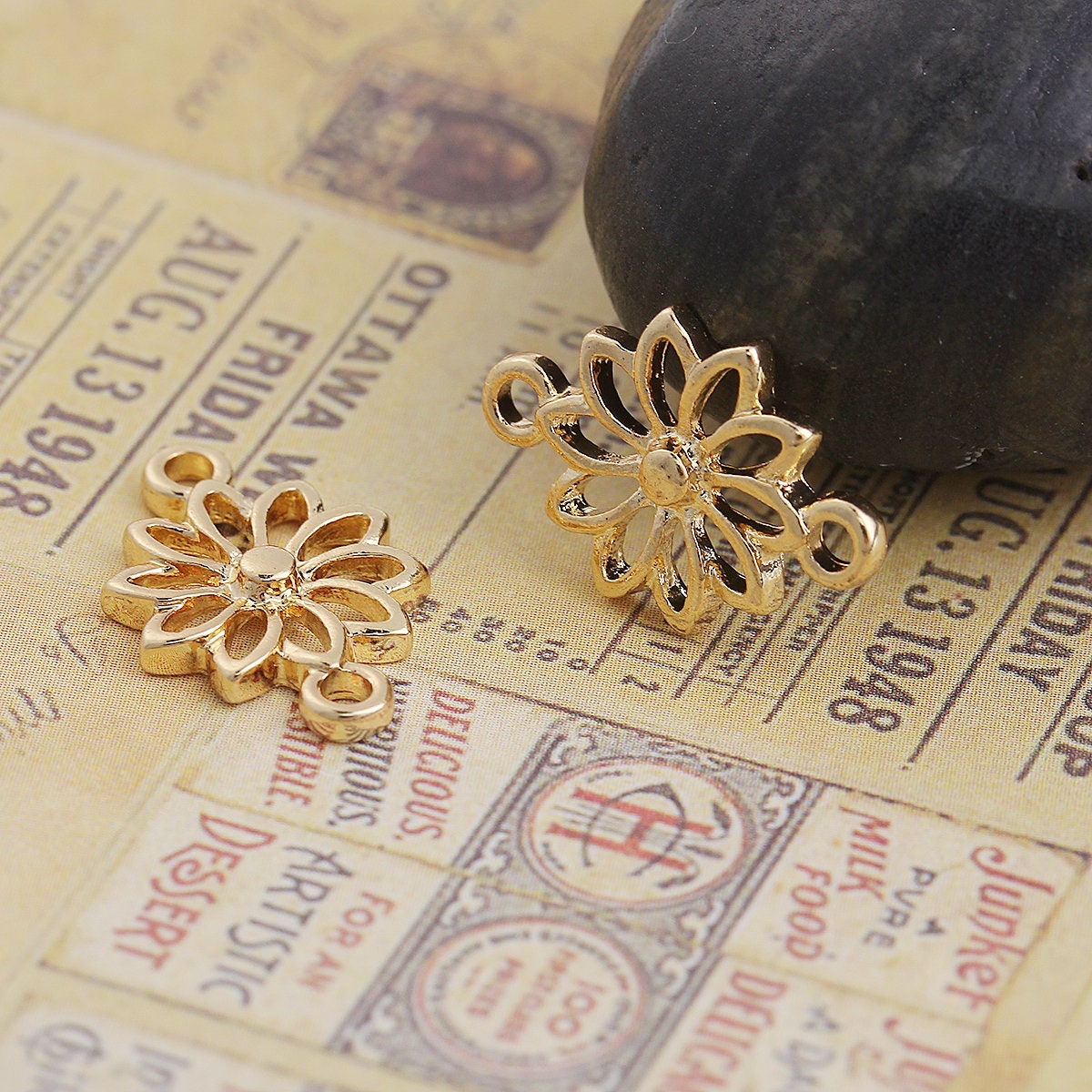 3 Pcs Flower Connector Gold Flower Connector Dainty - Etsy