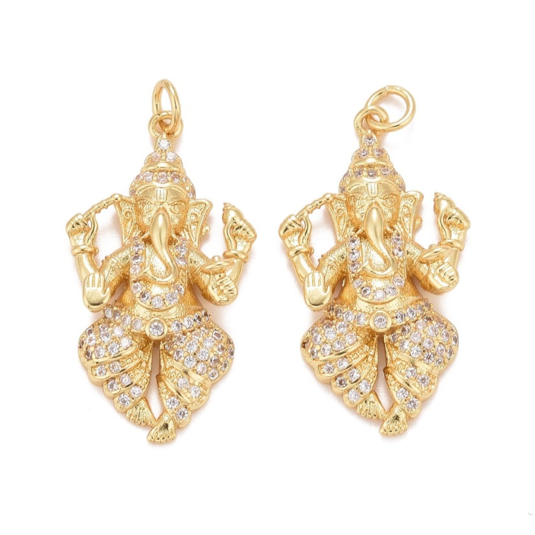 18K Gold Plated Ganesha Pendant, Elephant Ganesha, Buddha Pendant ...