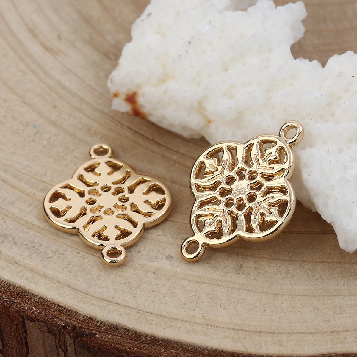 5 Pcs Gold Connector Flower Connector Gold Flower Charm | Etsy