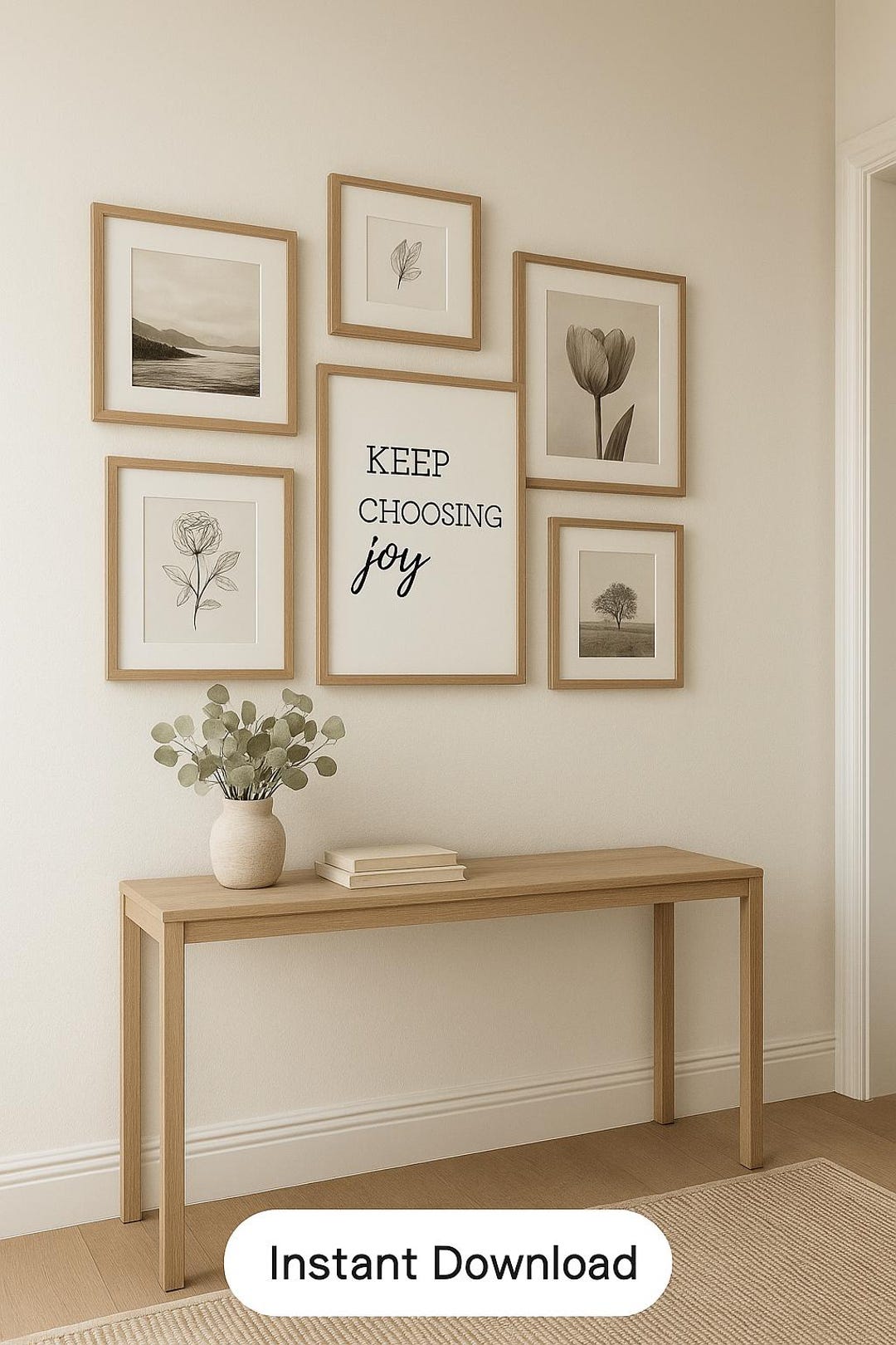 Keep Choosing Joy Printable Wall Art – Minimalist Black & White Quote ...
