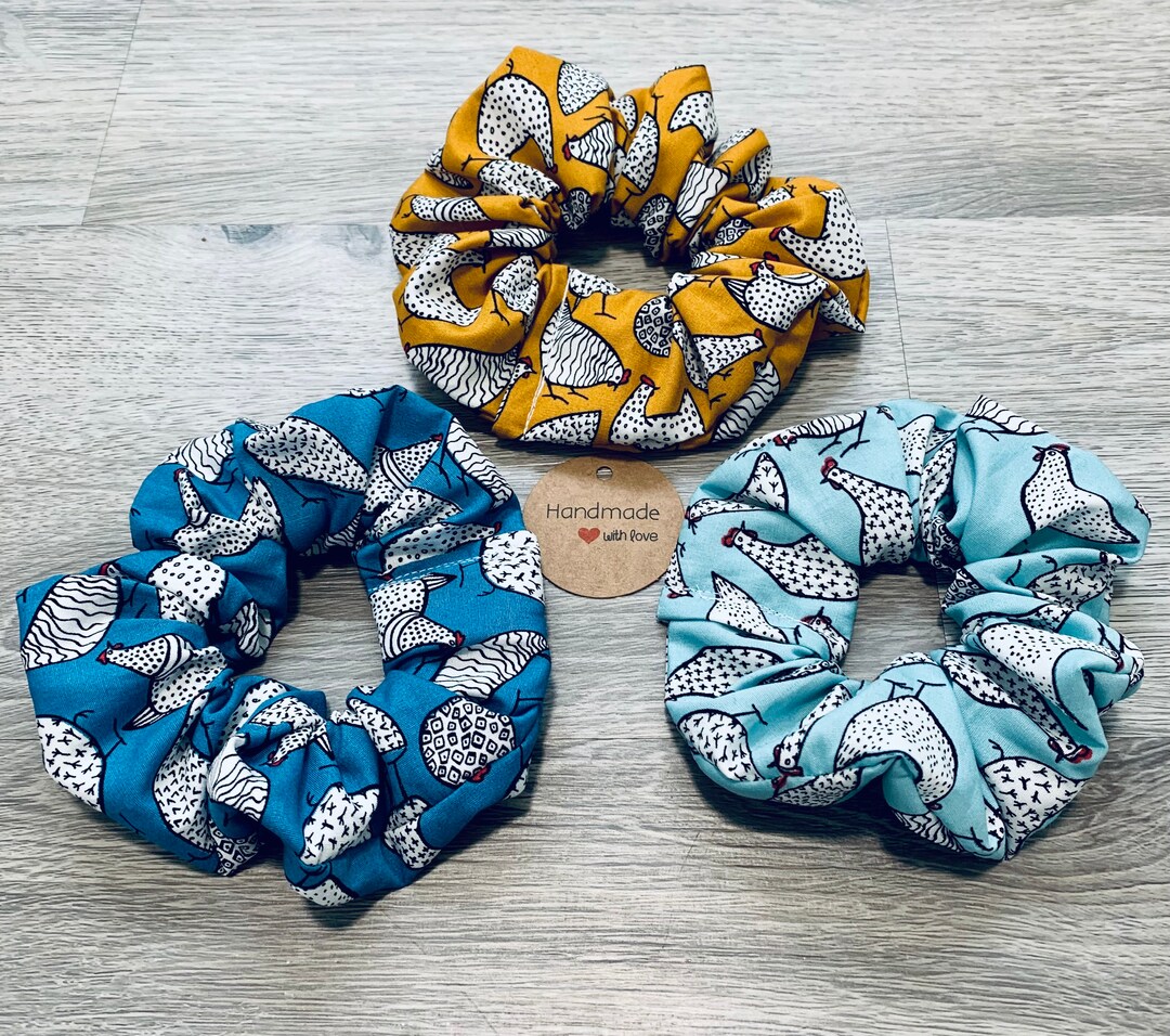 Happy Hens Yellow & Blue Scrunchies Chicken Farm Hair Tie - Etsy